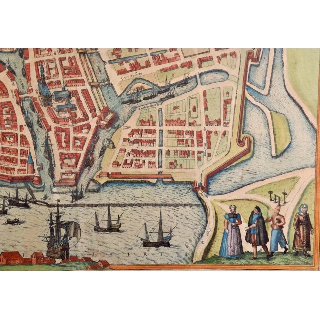 Emden, Germany: A 16th Century Hand-Colored Map by Braun & Hogenberg ...