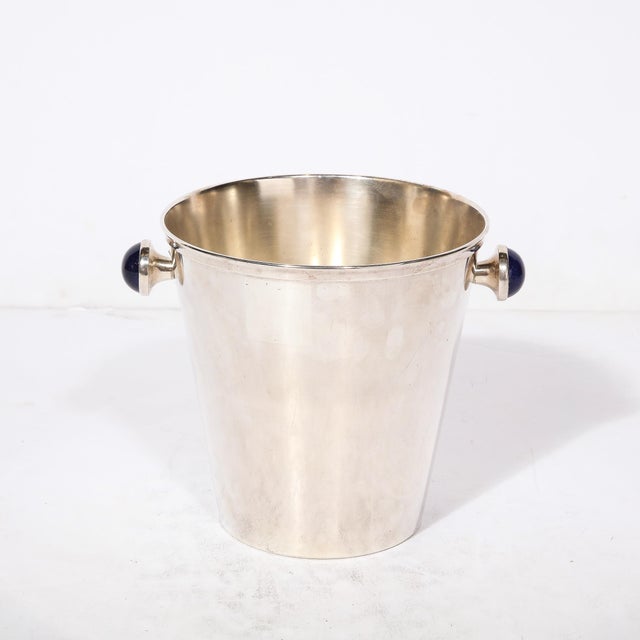 Mid-Century Modernist SilverPlate Ice Bucket With Inlaid Lapis Lazuli ...