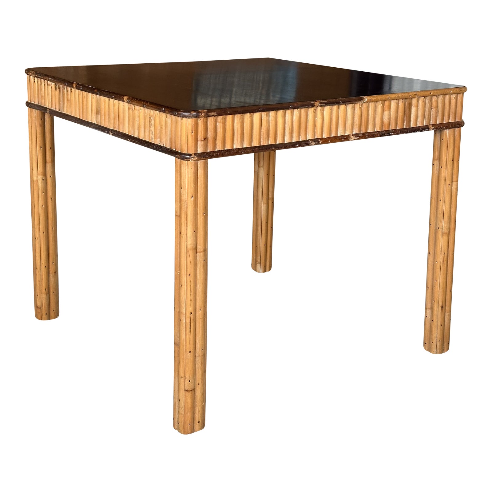 1950’s Coastal Old Florida Split Bamboo Card Game Table | Chairish