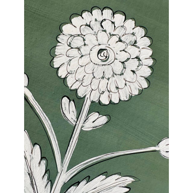 Original Hand-Painted Jaipuri Motif Painting in Green & White | Chairish