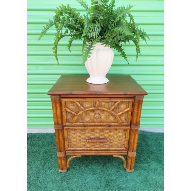 Vintage Henry Link Faux Bamboo Single 2 Drawer Nightstand | Chairish