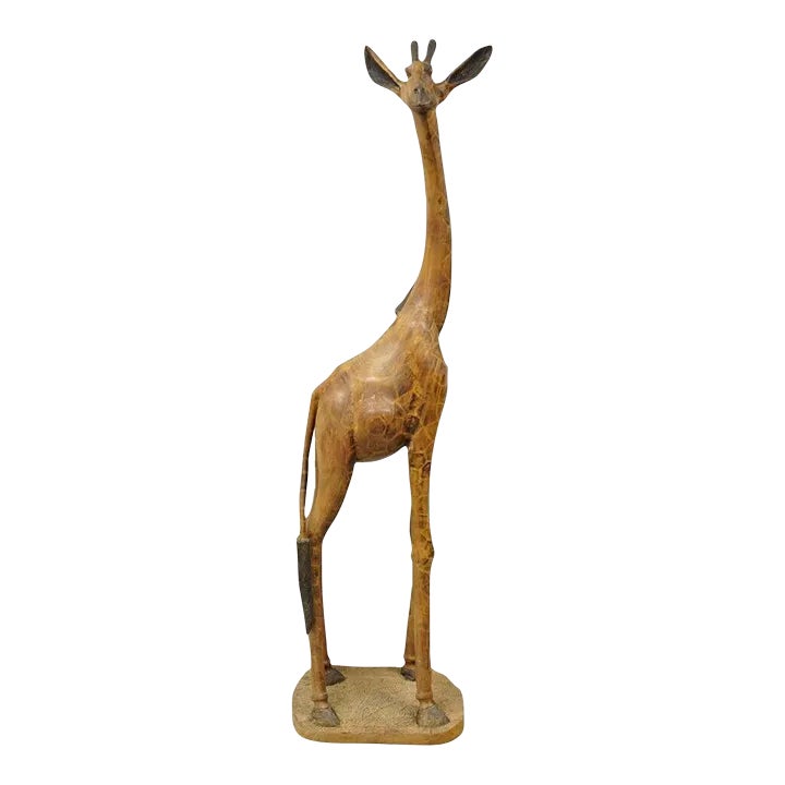 Vintage Solid Carved Wood African Safari Giraffe Statue Sculpture ...