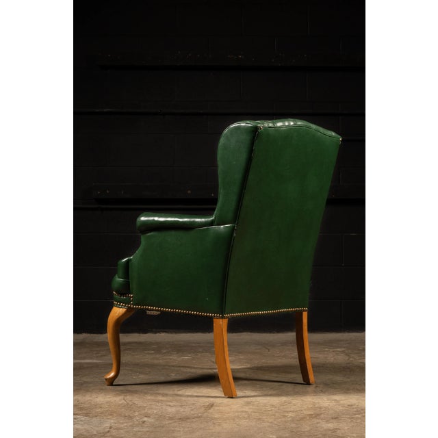 1980s Vintage Tufted Wingback Armchair in Emerald Green | Chairish