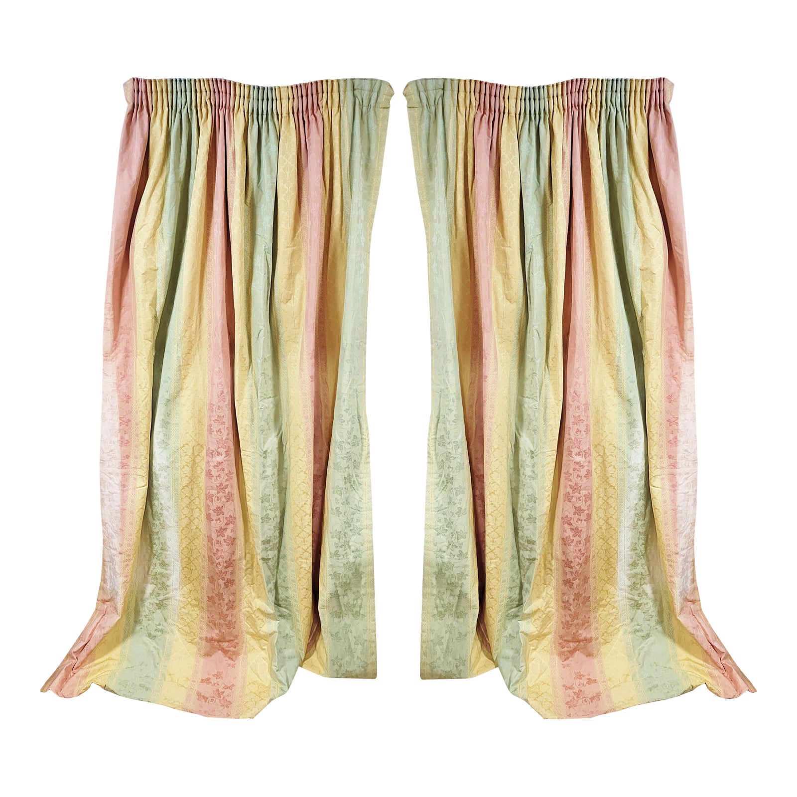 Pair of Superb Vintage Custom Pinch Pleat Lined Drapes Curtain 100 ...