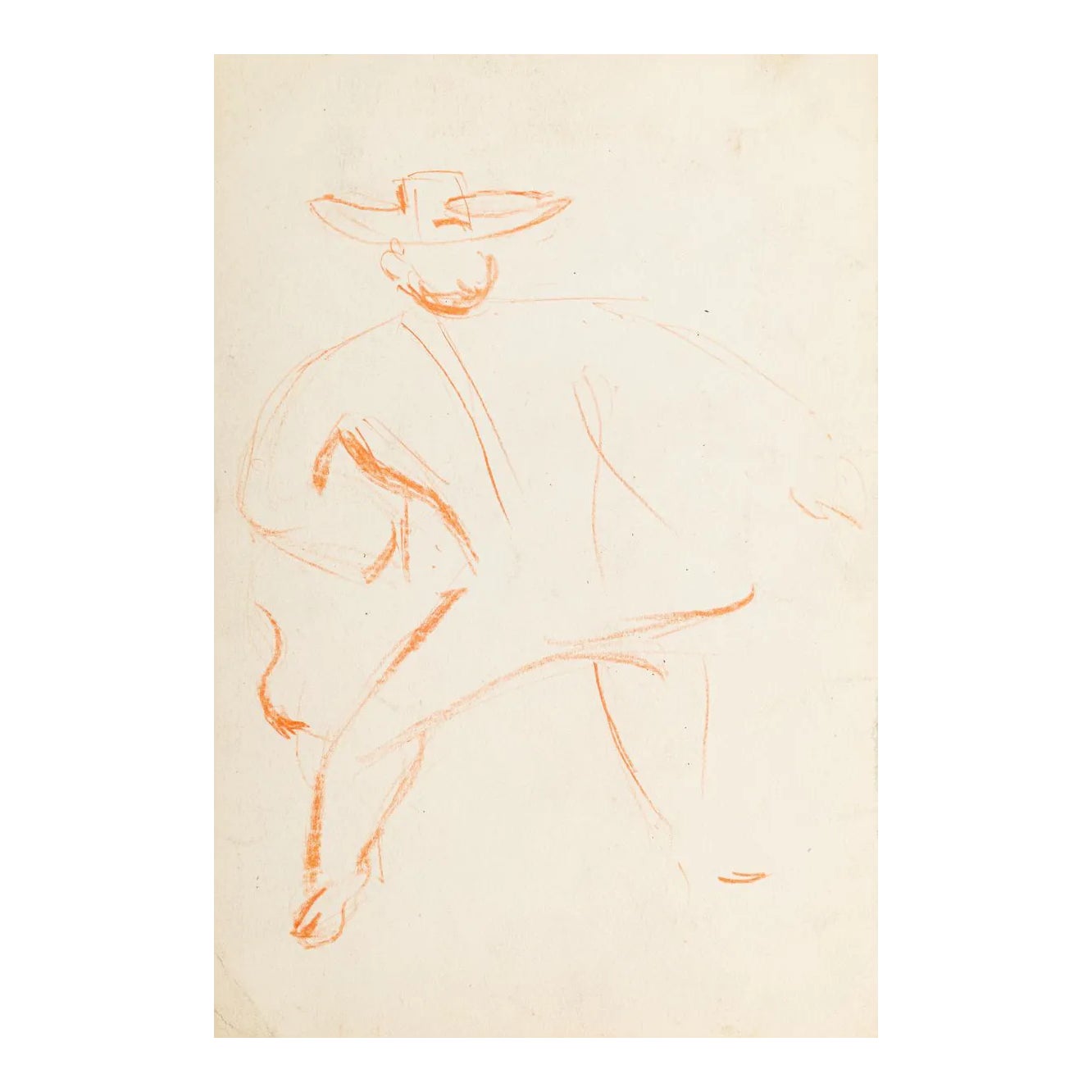 Knight Shape - Original Pastel Drawing by French Master Early 20th ...