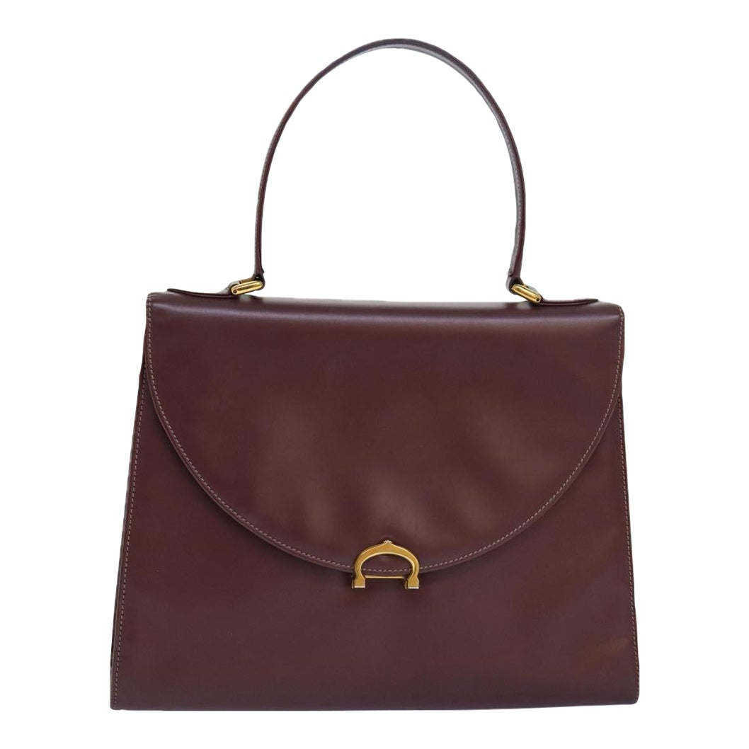 Cartier Hand Bag Leather Wine Red Auth 81148 | Chairish