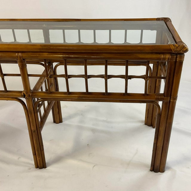 Vintage 1970s Boho Chic Bamboo Console Table. | Chairish