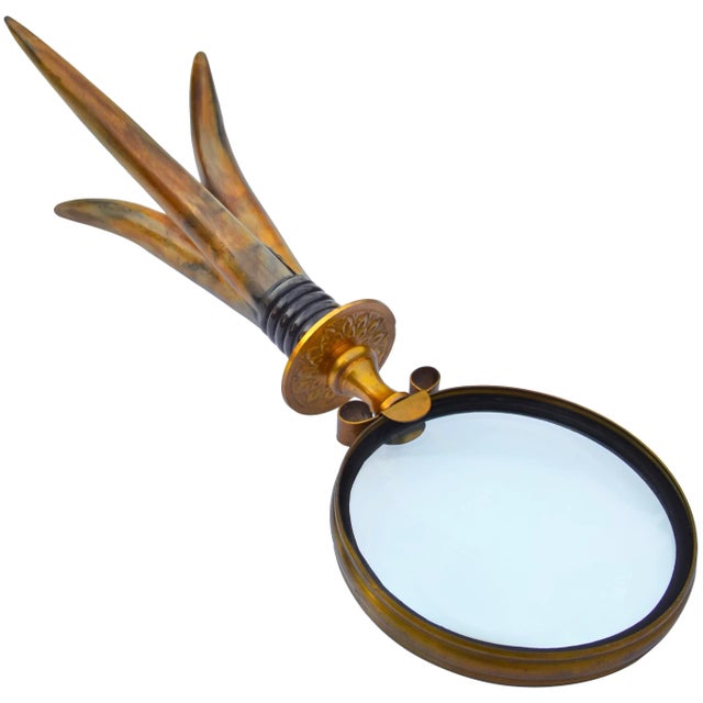 Antique Handcrafted Horn and Brass Magnifying Glass | Chairish