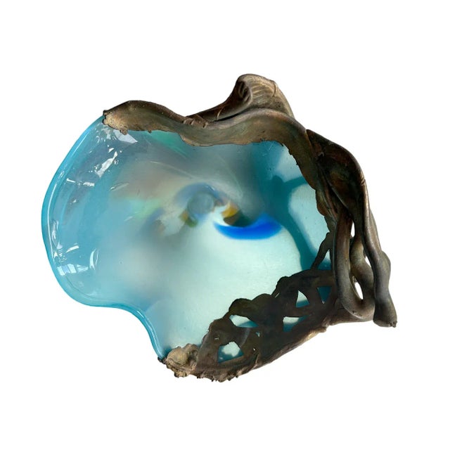 Late 20th Century Filip Ravert Tall Art Glass Vase With Bronze Overlay ...