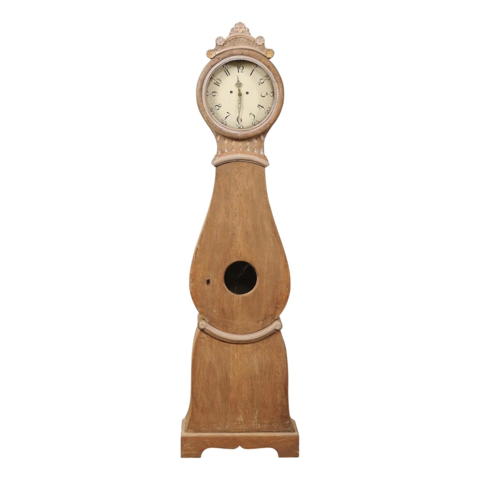 19th Century Swedish Clock with Carved Floral Bonnet | Chairish
