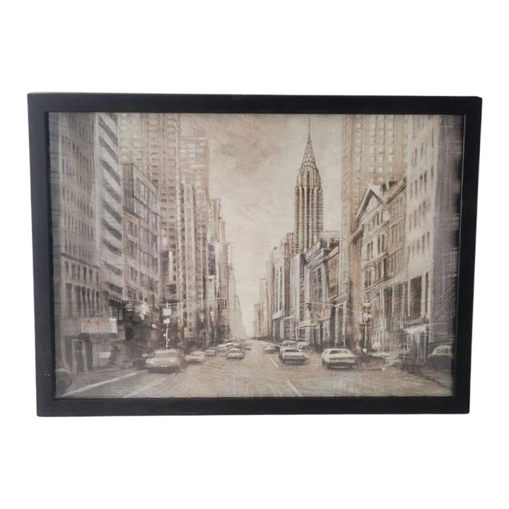 Massive New York City Sepia Black White Chrysler Building Framed Print ...
