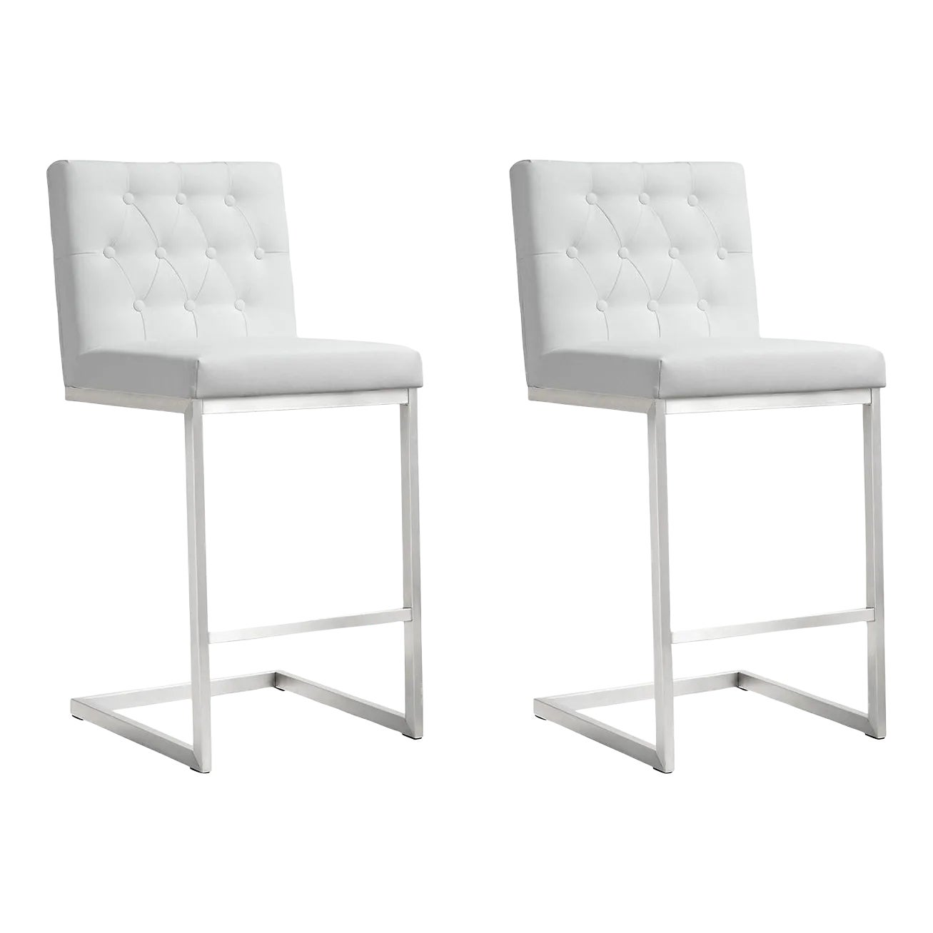 Helsinki White Steel Counter Stools - Set of 2 | Chairish