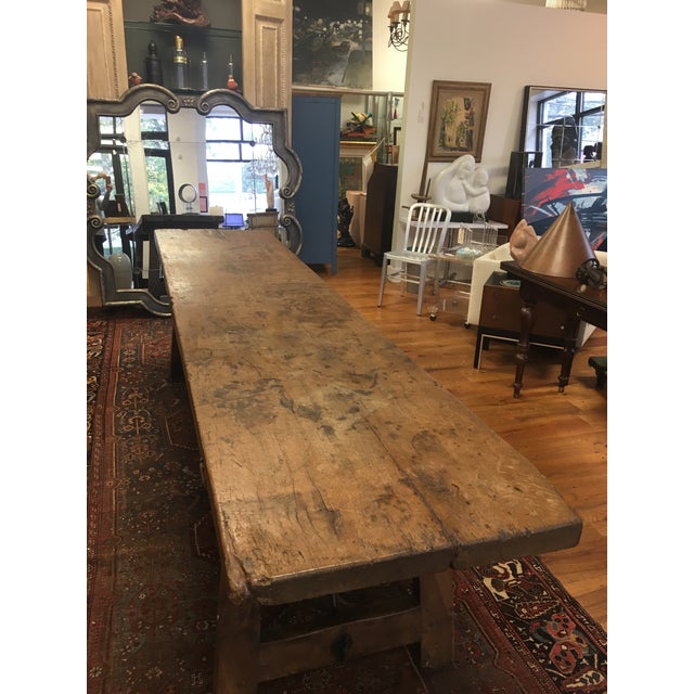 Rustic Refectory Table With Scroll Metal Iron Details & Accents | Chairish