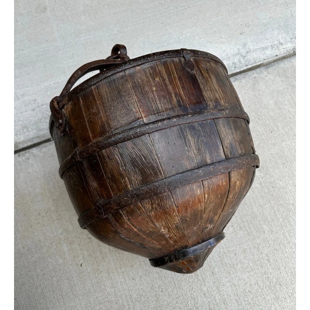 Antique 19th Century Chinese Rice Bucket with Handle & Stand | Chairish