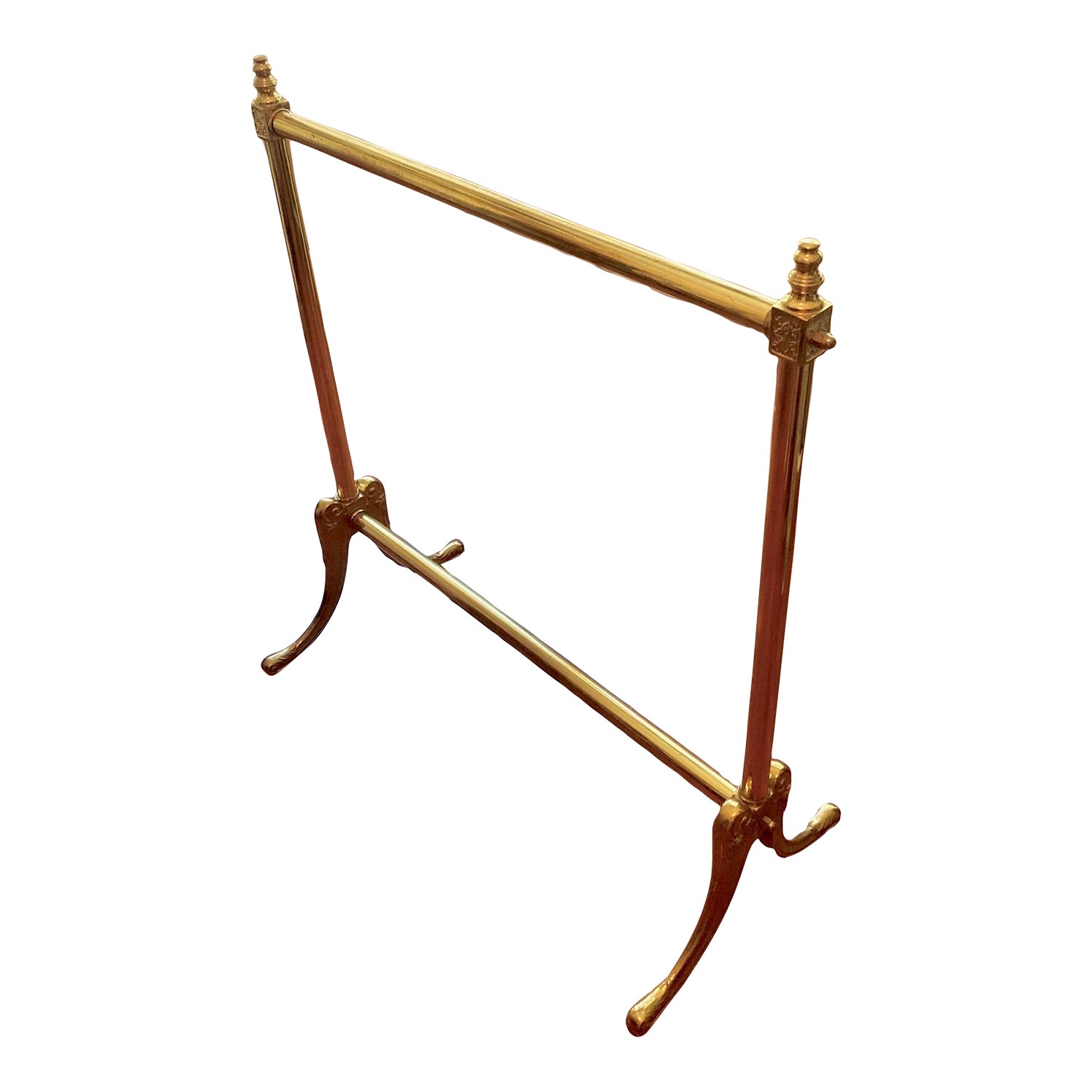 Mid-Century Brass Free-Standing Quilt or Towel Rack | Chairish