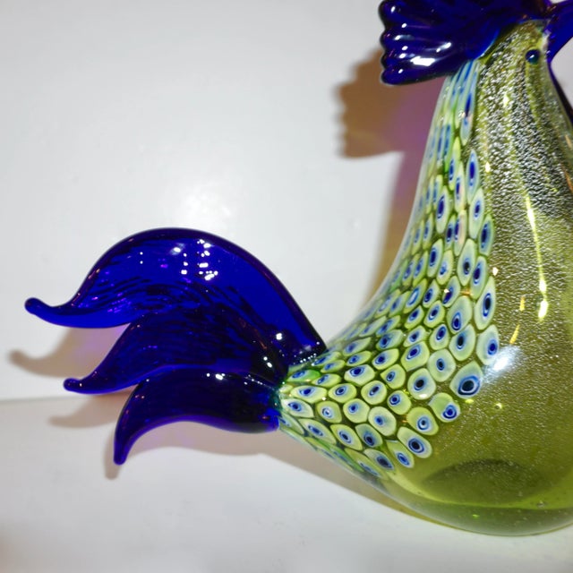 1980s Pair Of Italian Vintage Silver Navy Blue Green Murano Glass Hen Sculptures Chairish