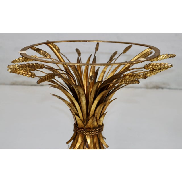 1960's Coco Chanel Style Sheaf Of Wheat Gilt Side Table | Chairish