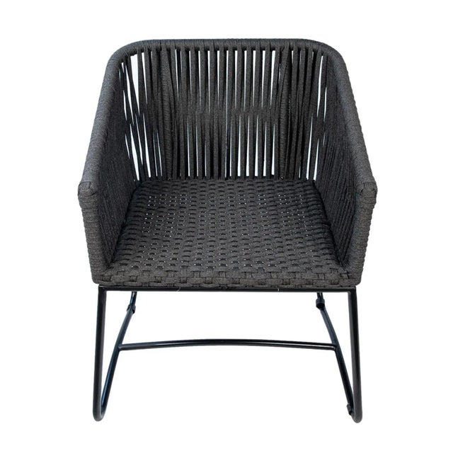 Black & Grey Rope Outdoor Dining Chair | Chairish
