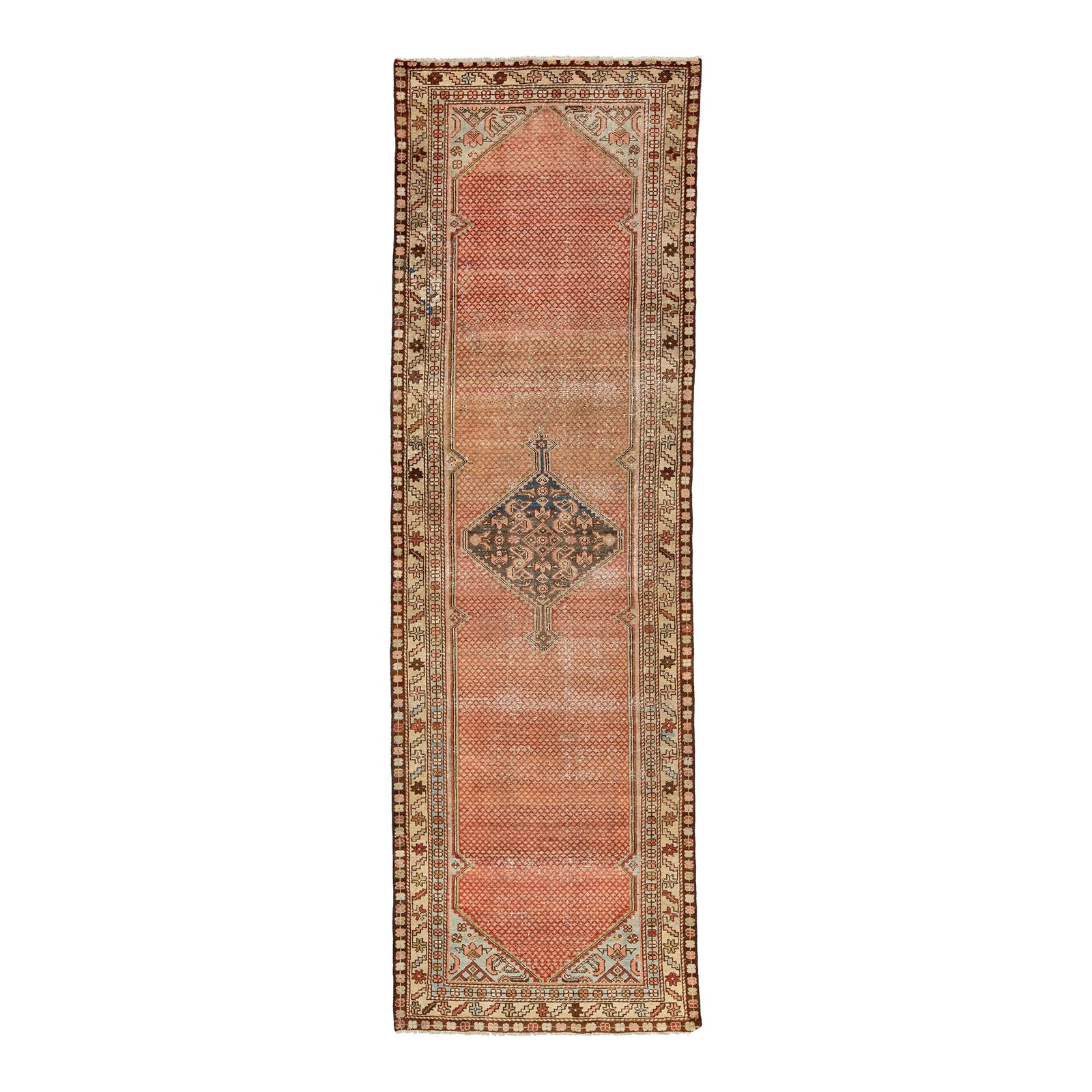 Antique Persian Hamadan Medallion Wool Rug With Rust Color | Chairish