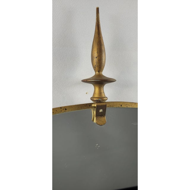 1940s Vintage Neoclassical Gold-Tone Wood Wall Hanging Oval Mirror with ...