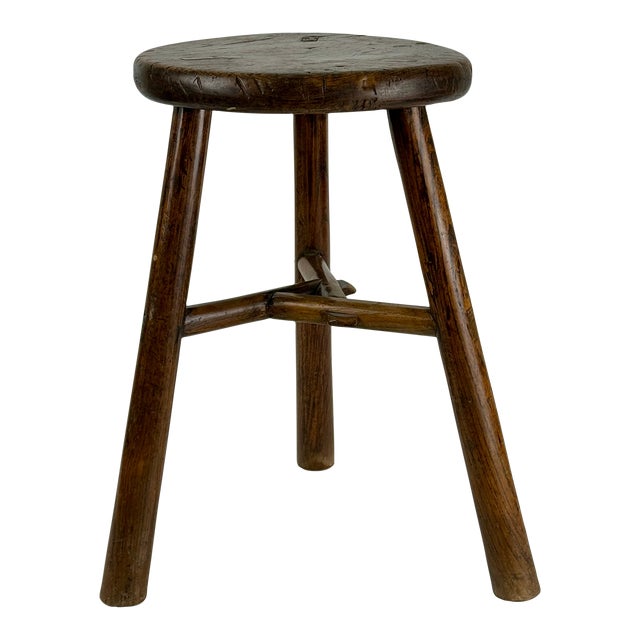 19th Century Round Seat Chinese Asian Handmade Stool | Chairish