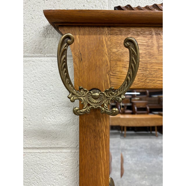 Antique Arts and Crafts Mission Oak Hall Stand and Bench | Chairish