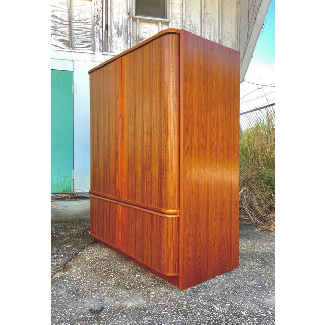 Danish Modern Monumental Teak Tambour Highboy Storage Cabinet | in the ...