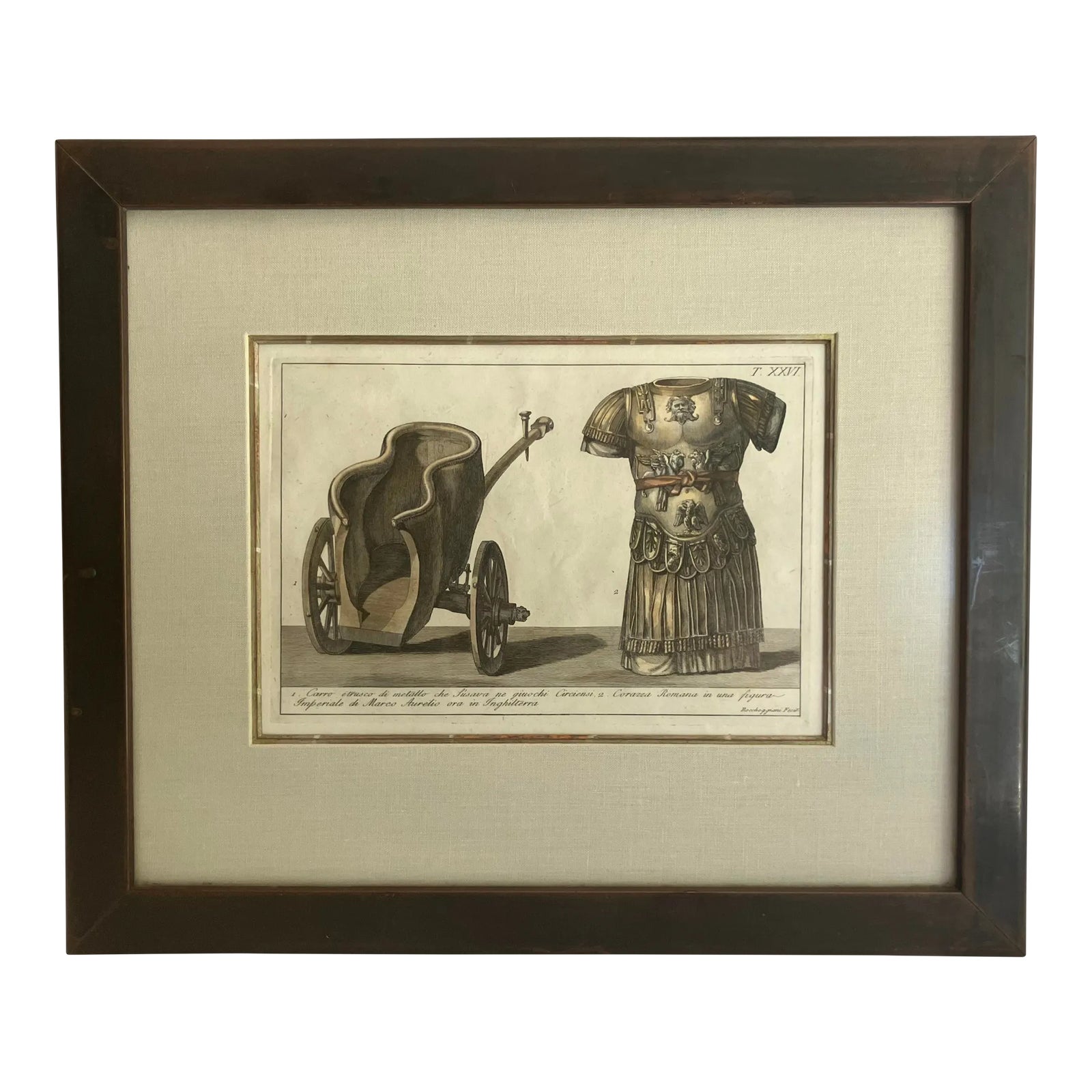 Late 18th Century Hand Colored Etching of Roman Etruscan Chariot ...