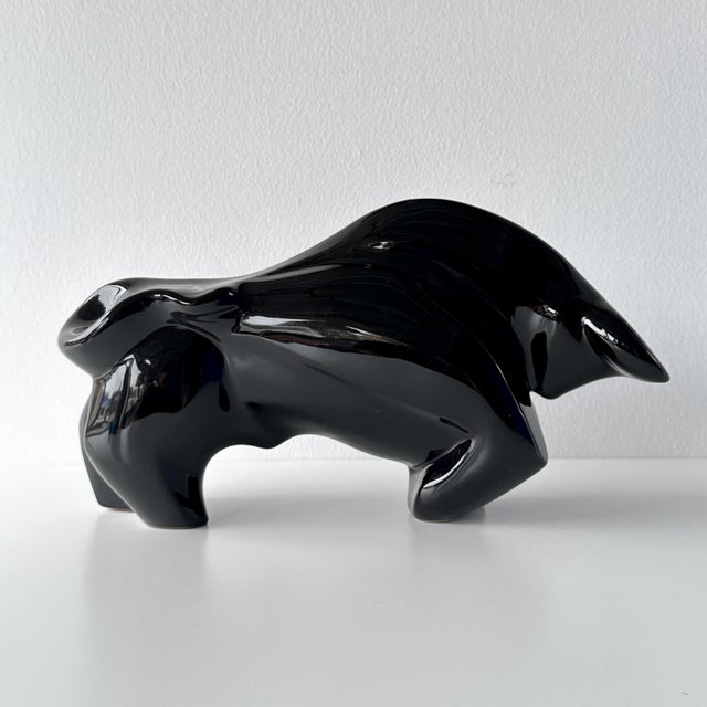 Late 20th Century Cubist Ceramic Bull Sculpture | Chairish