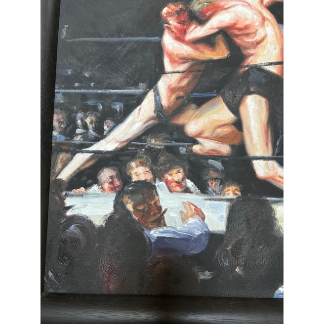 "The Knock Out", Oil on Canvas of Boxers | Chairish