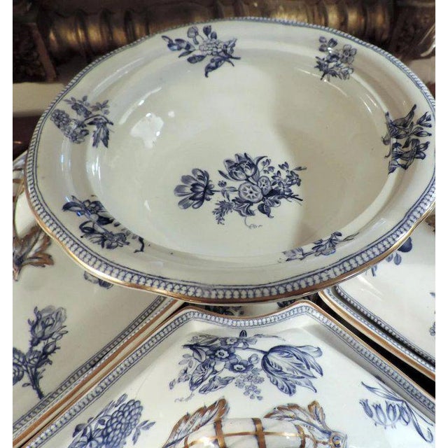 19th Century English Blue & White Porcelain Supper Set & Mahogany Lazy ...