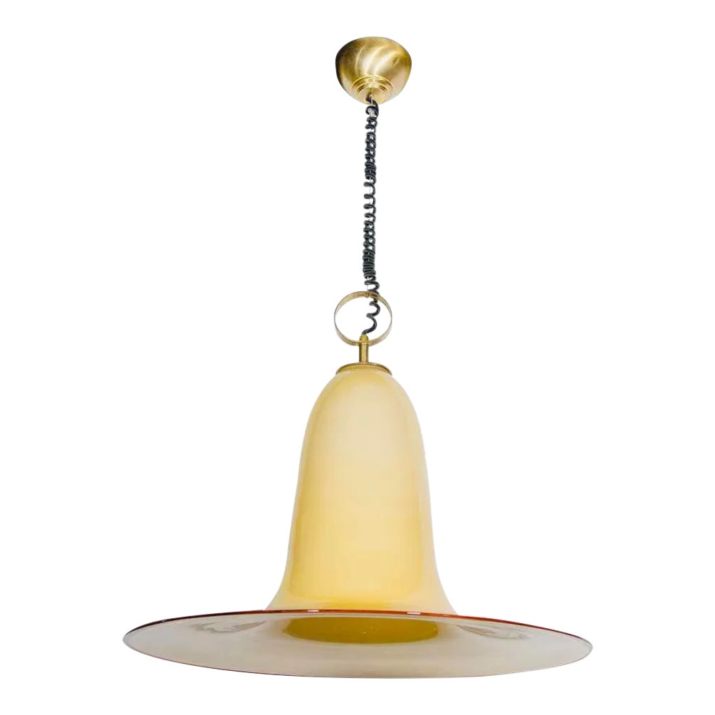 Seguso Large Murano Chandelier With Elongated Bell Form, 1960's | Chairish