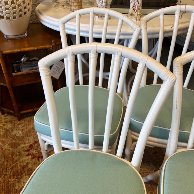 Set of 4 White Rattan Dining Chairs, Late 20th Century | Chairish