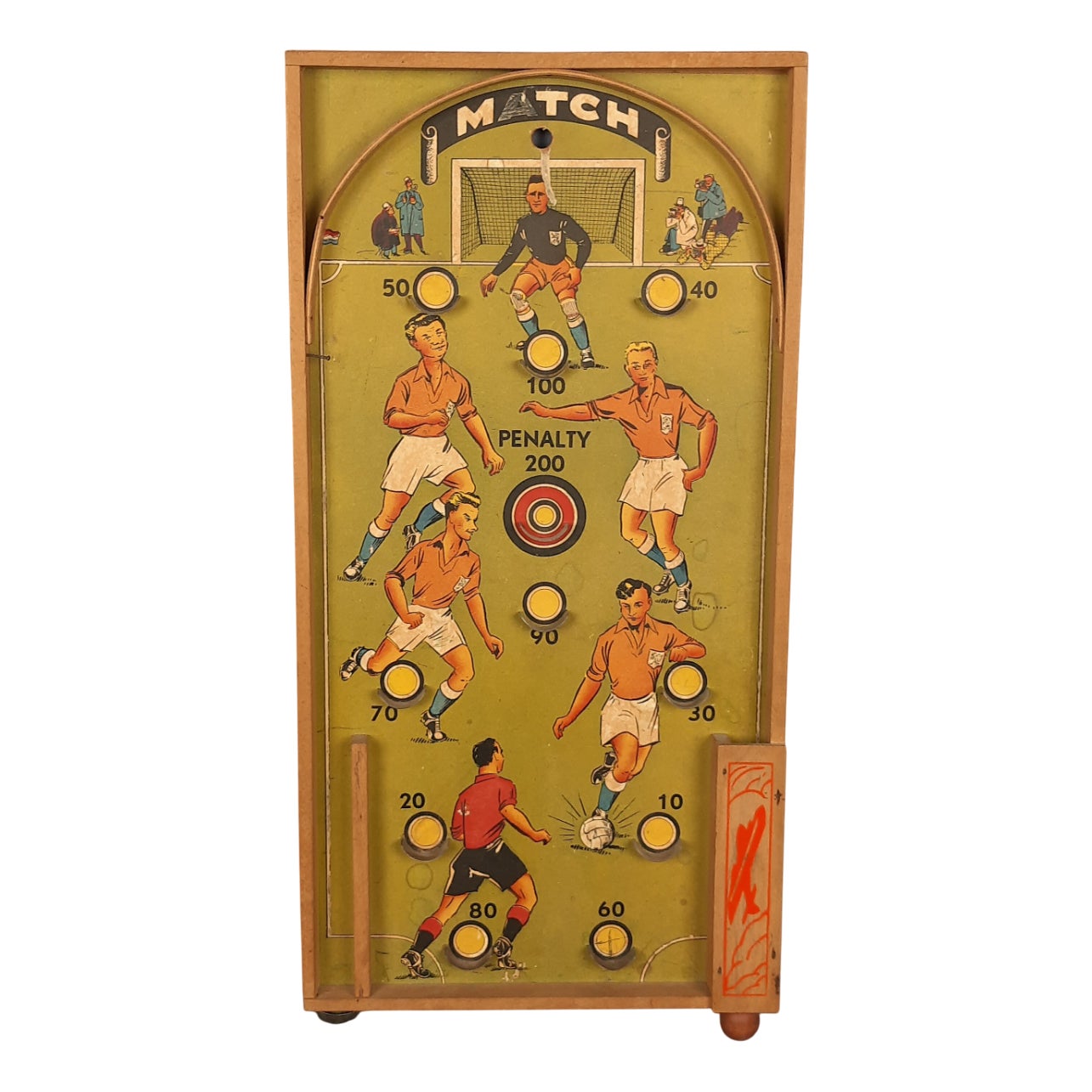 Antique Wooden Bagatelle Pinball Machine with Football Theme, Early ...