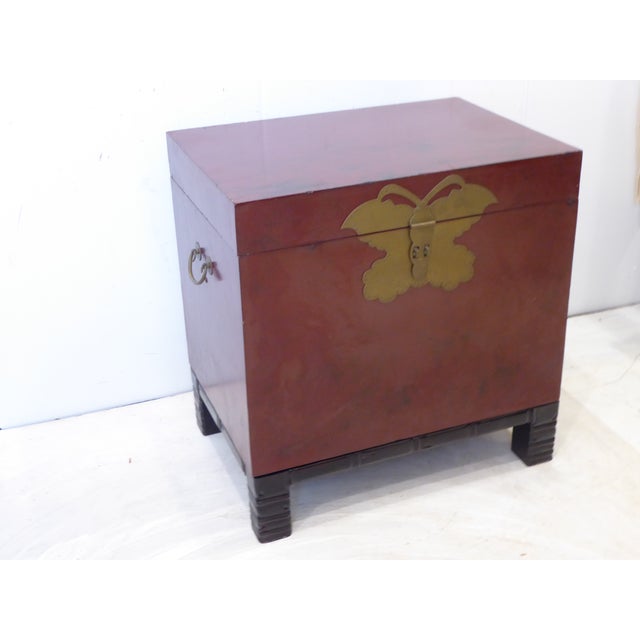 Japanese Red Lacquer Box on Stand | Chairish