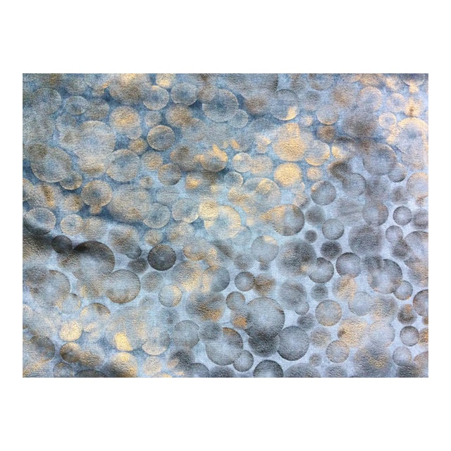 Metaphores Velvet Blue and Gold Sphere Design Fabric | Chairish