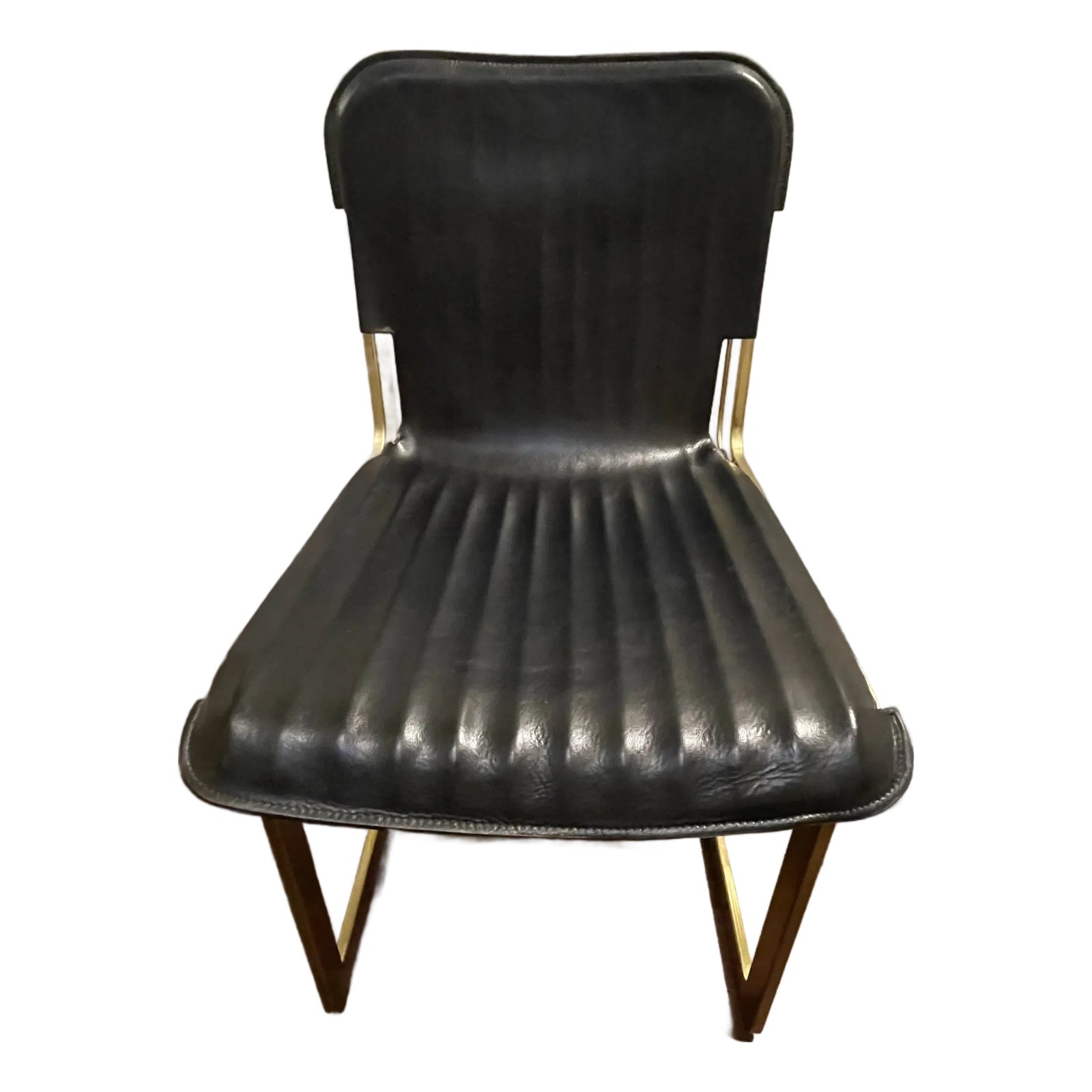 Lenny Kravitz for Cb2 Black Leather and Gold Dining or Accent Chair ...