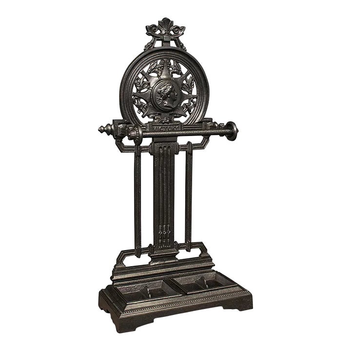 1900s Antique Victorian English Cast Iron Ornate Stick Stand | Chairish