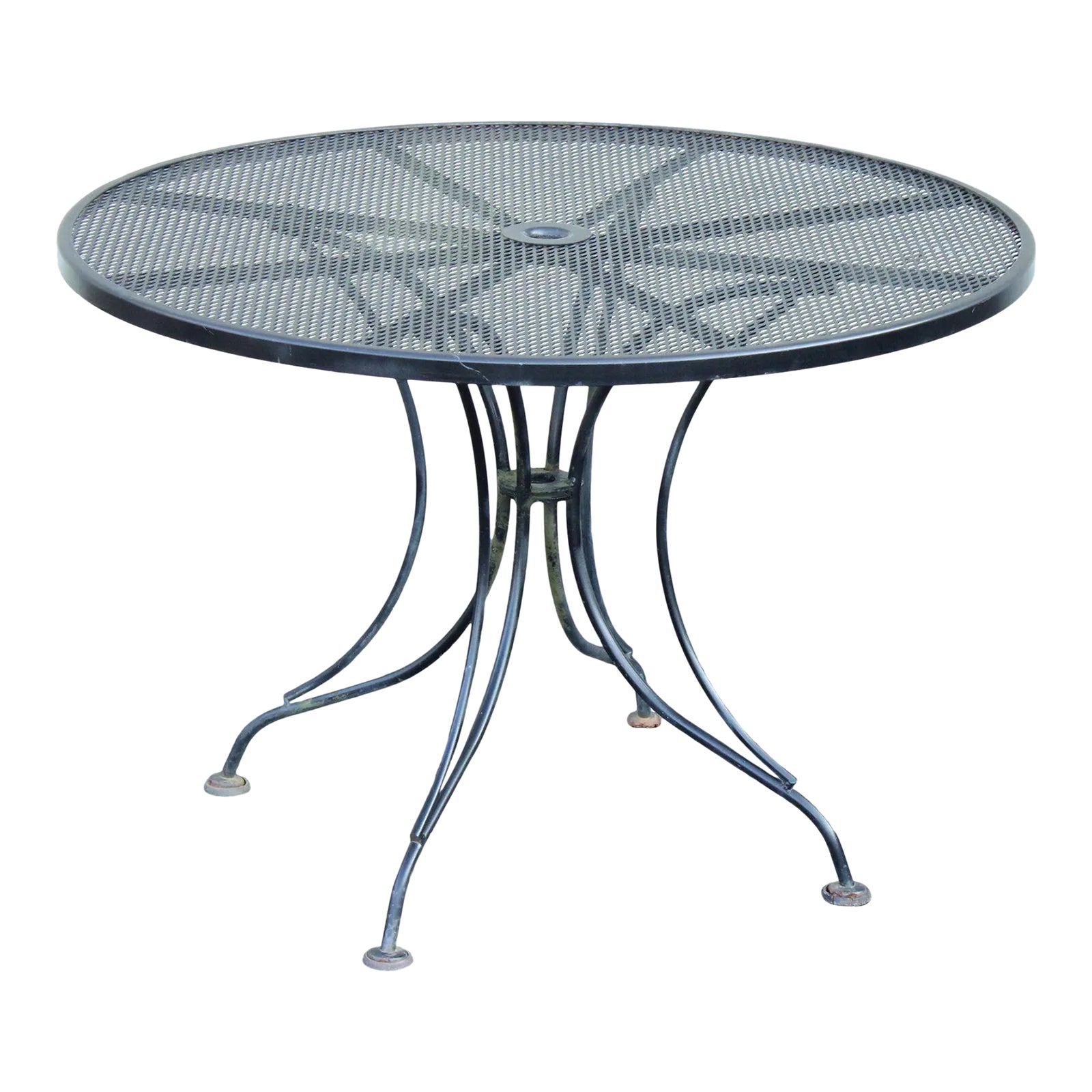 Vintage 42 Inch Round Wrought Iron Outdoor Patio Dining Table | Chairish