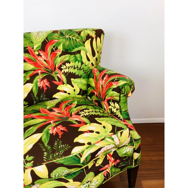 Vintage Mid Century Tropical Leaf Print Upholstered Arm Chairs - a Pair ...