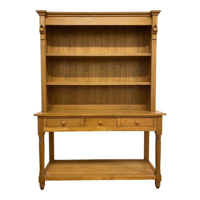 American Farmhouse Rustic Wooden Hutch | Chairish