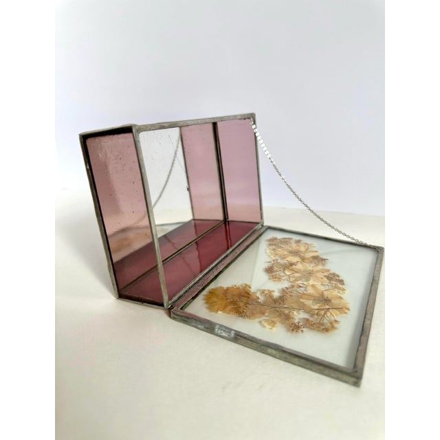 Vintage Handcrafted Stained Glass Keepsake Box With Pressed Flowers ...