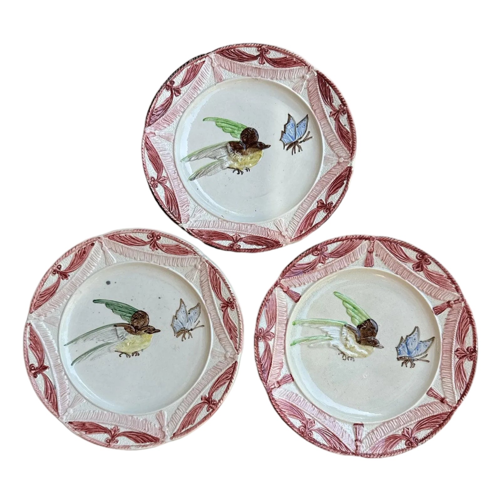 French Majolica Plates, S/3 | Chairish