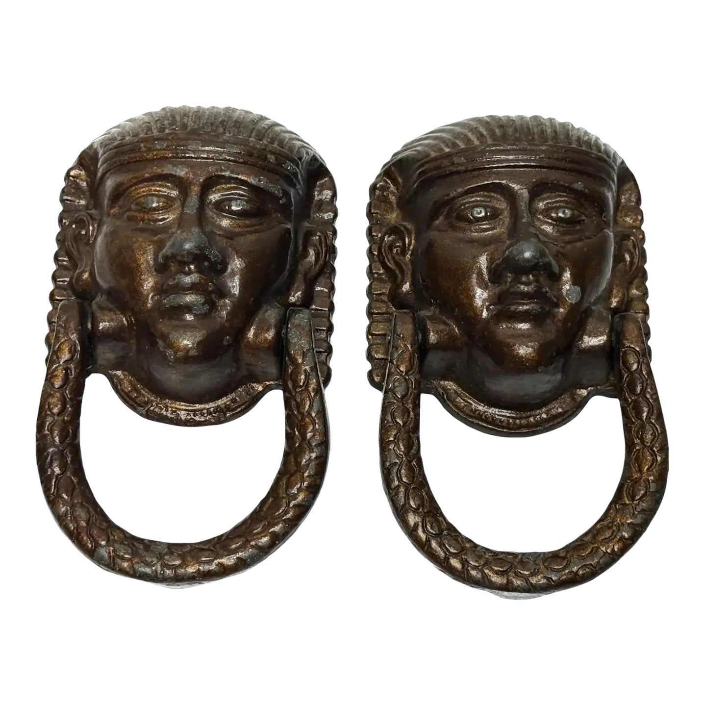 Pair of Architectural 19th Century Egyptian Sphinx Mask Exterior Front ...