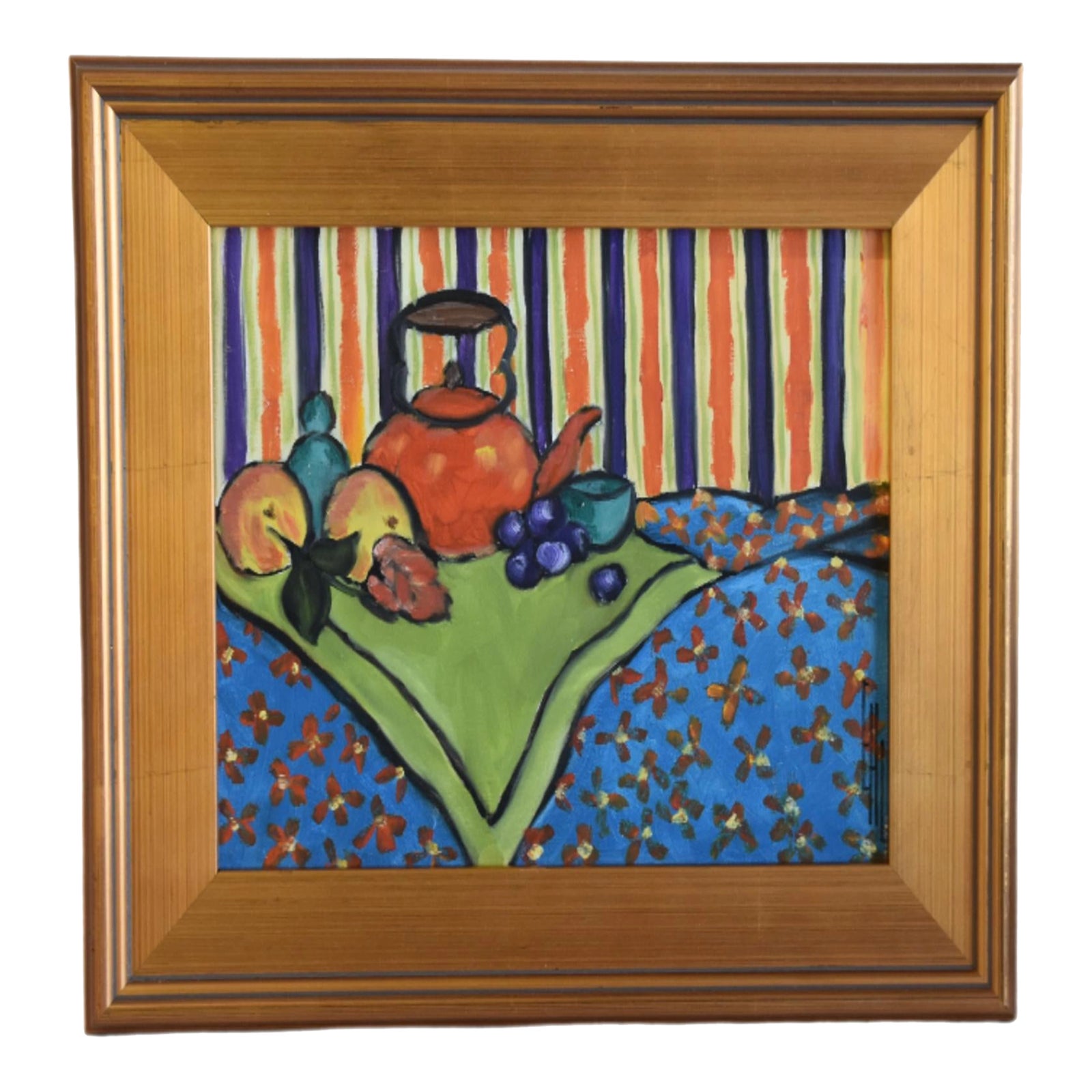 Henri Matisse Style Tablescape Oil Painting Including the Antiqued Gold ...