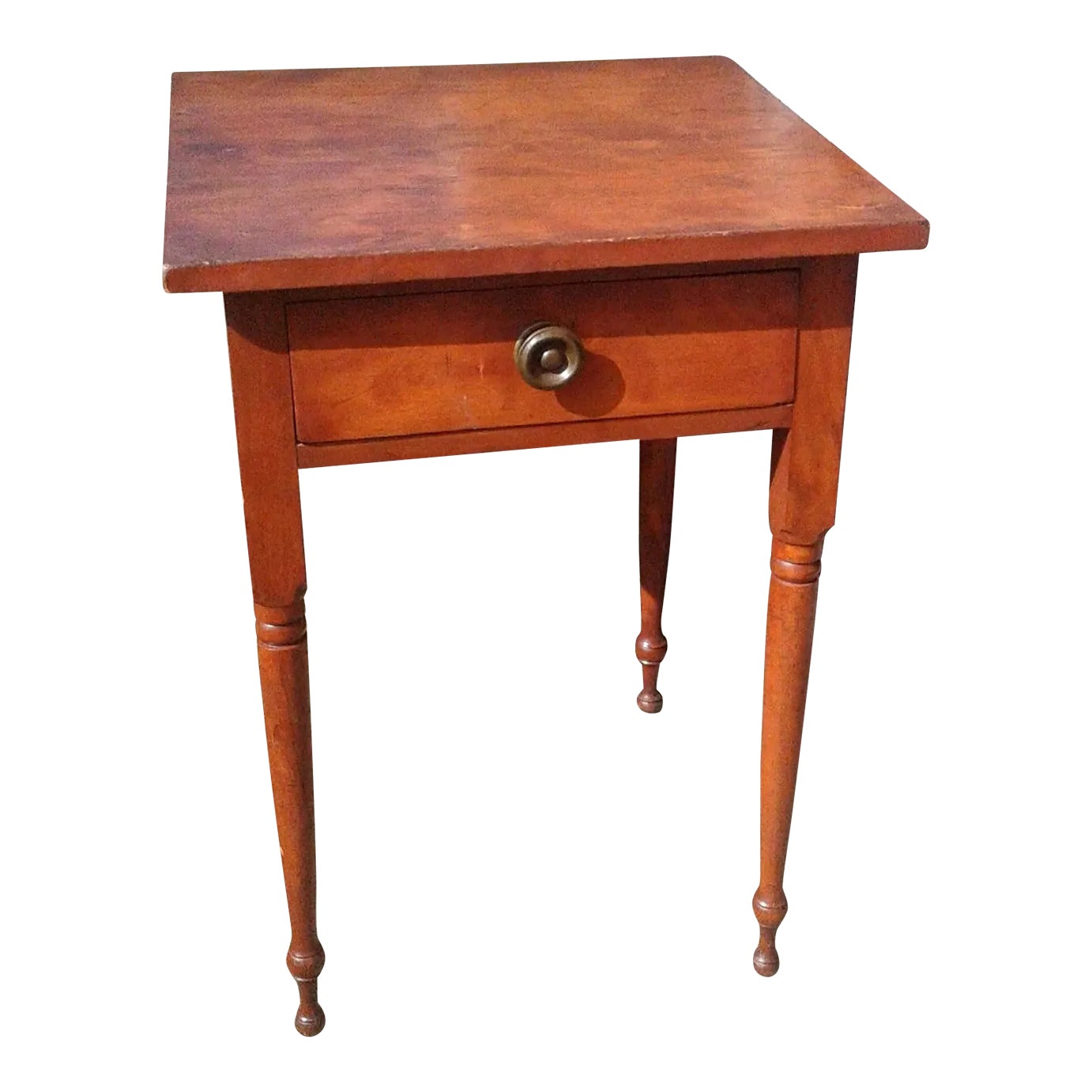 Antique Cherry Wood One Drawer Stand Sheraton Style 1850s Era | Chairish