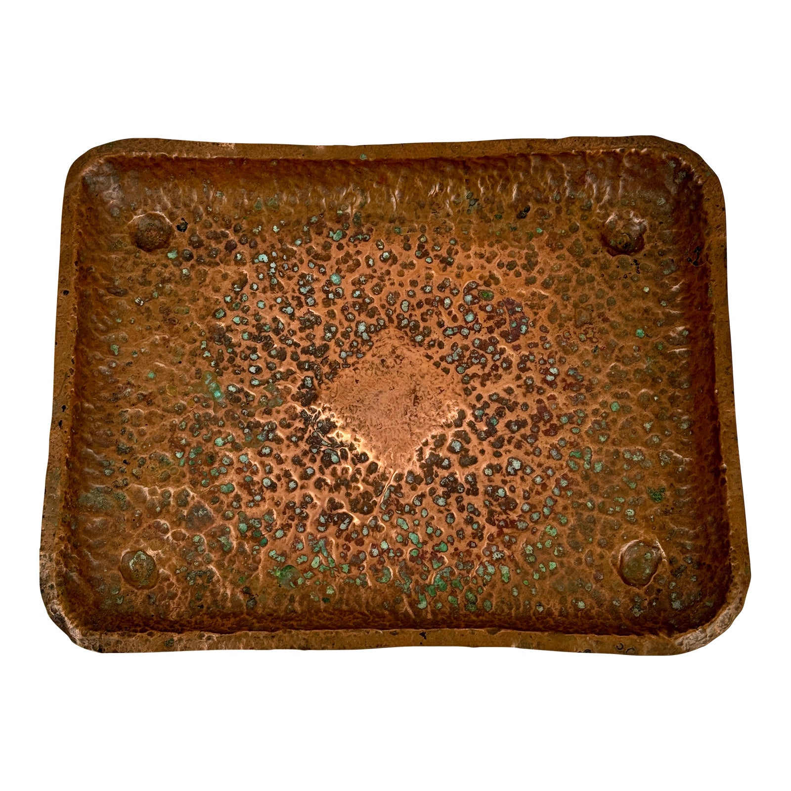 Vintage Arts & Crafts Rectangular Hand Hammered Copper Tray | Chairish