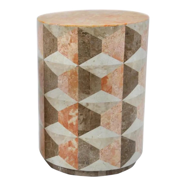 Milano Side Table, Large, Rose Marble | Chairish