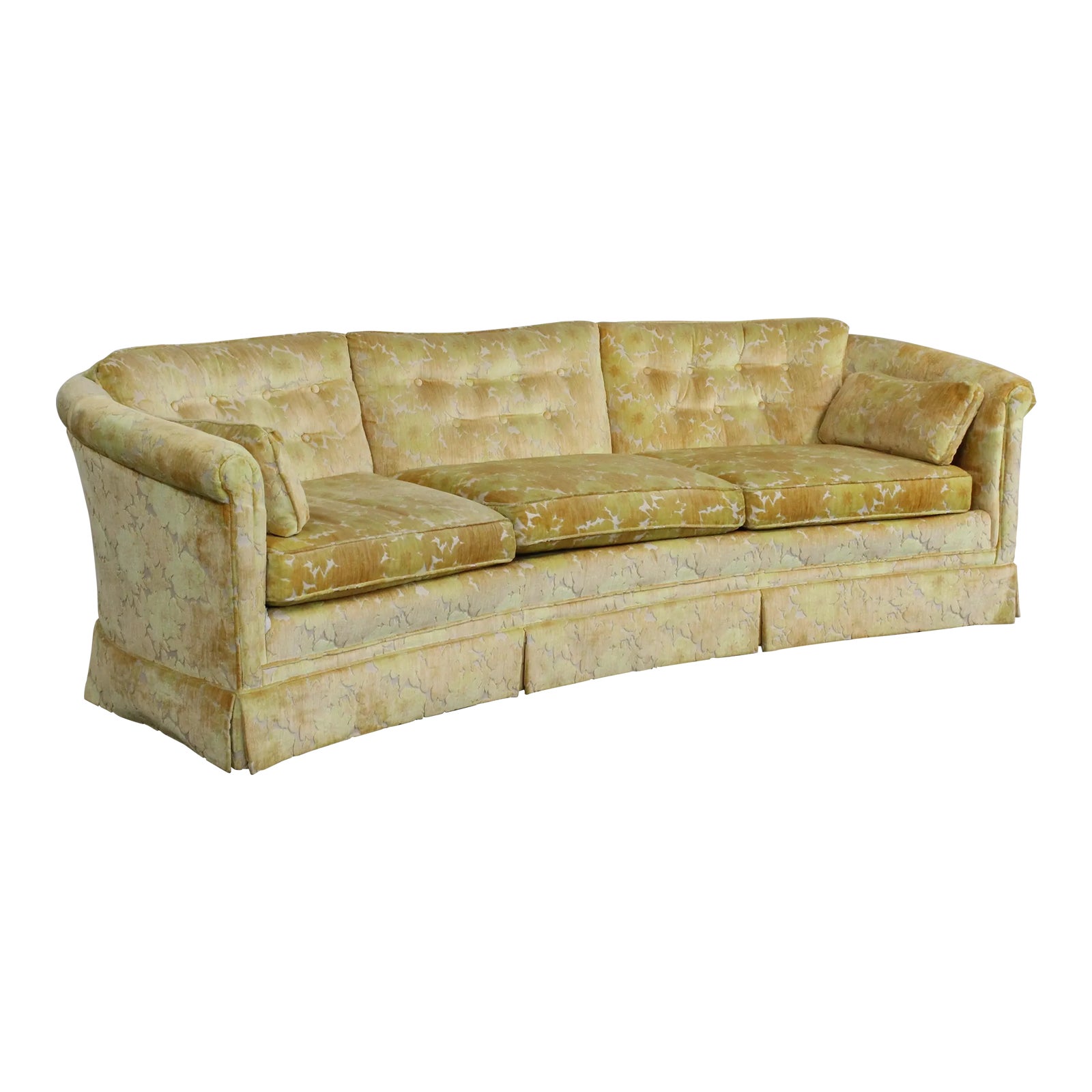 Mid-Century Modern Velvet Concave Front 92" Sofa | Chairish