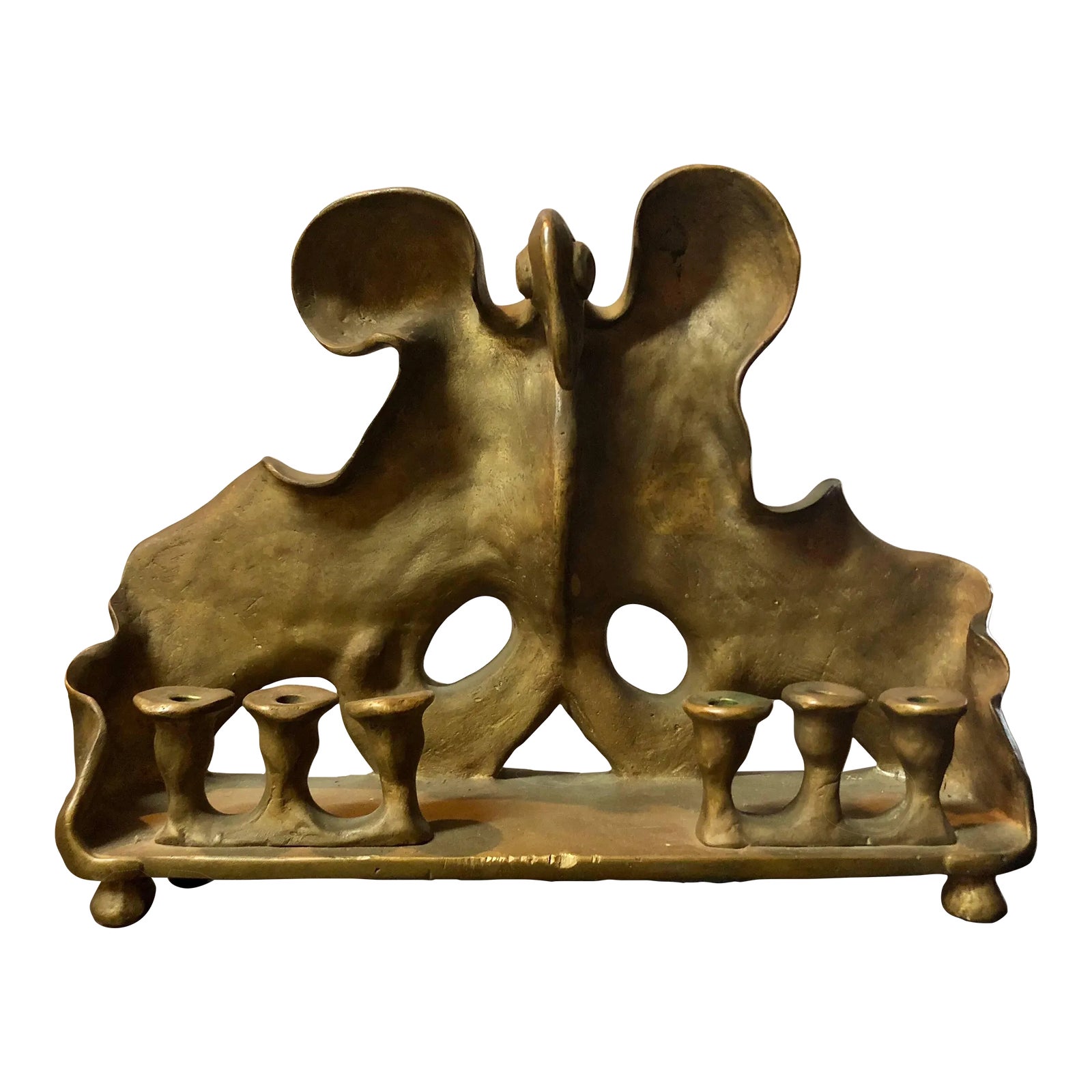 Early 20th Century Mosheh Oved Judaica Menorah Bronze Sculpture | Chairish